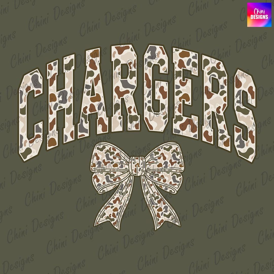 Camo Chargers PNG, School Team Mascot Chargers Design, Retro Camouflage ...