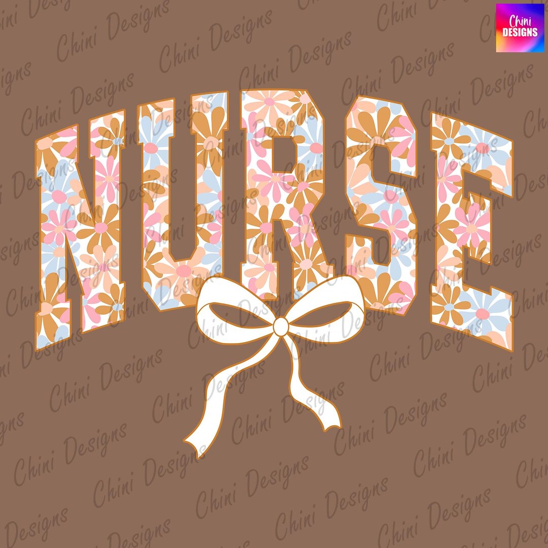 Pastel Floral Nurse PNG, Coquette Nurse PNG, Bow Nurse DTF, Daisy ...