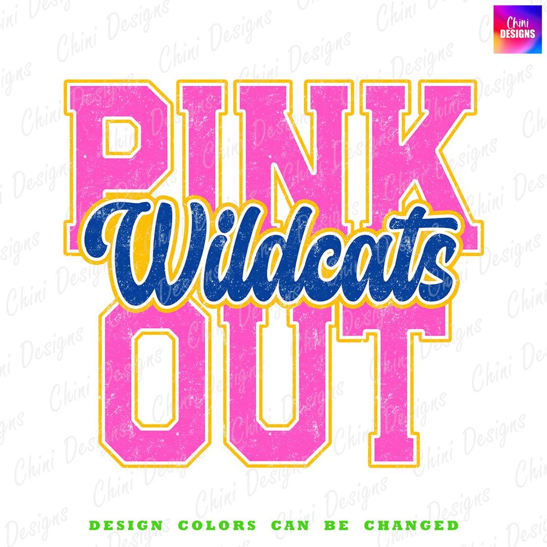 Pink Out Wildcats PNG, School Team Mascot Wildcats Design, Blue Yellow ...