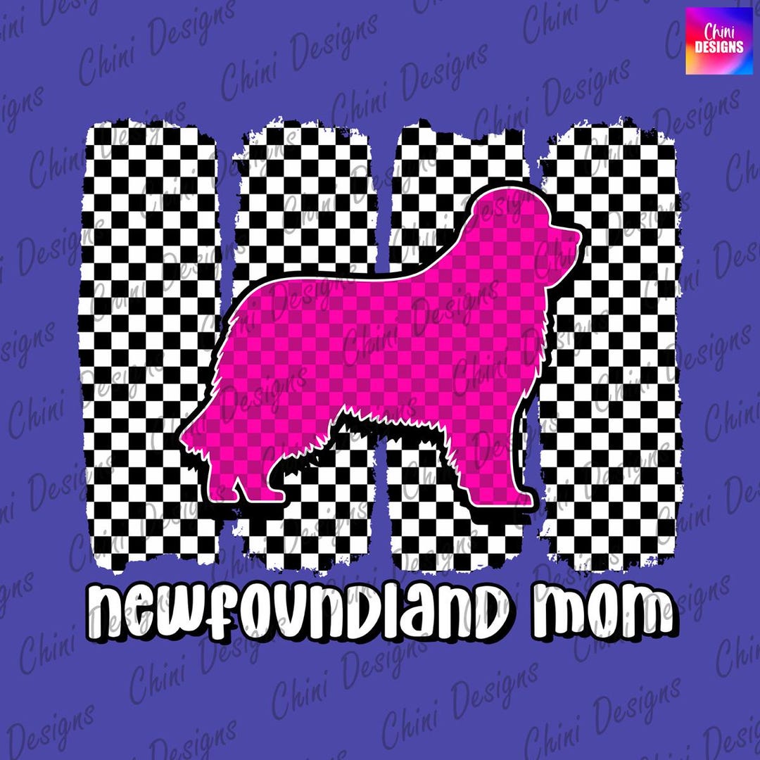 Checkered Newfoundland Mom PNG, Pink Retro Newfie Mom Design ...