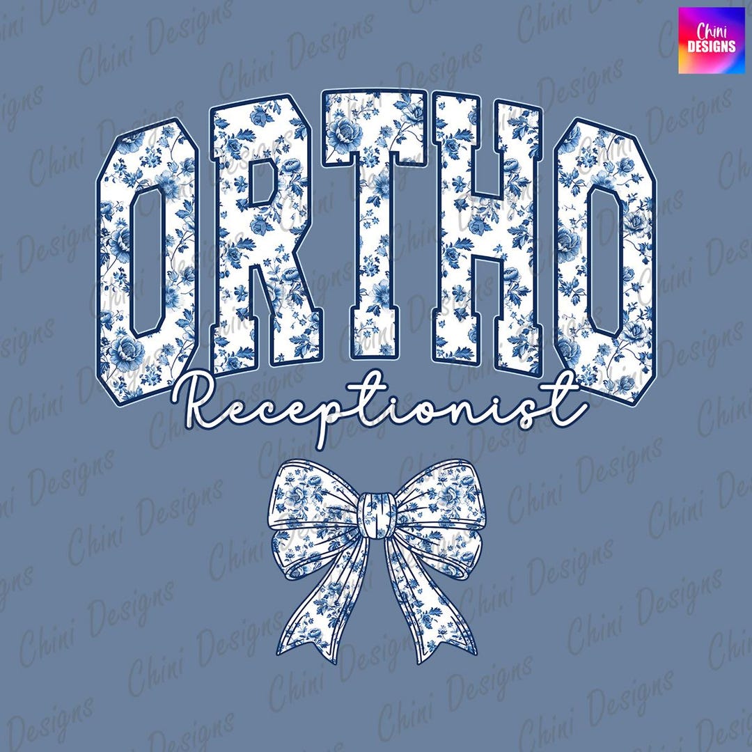 Floral Ortho Receptionist PNG, Chinoiserie Orthodontic Design Blue ...