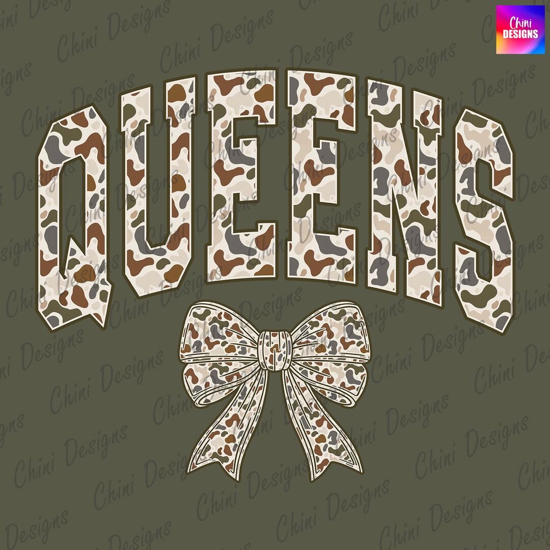 Camo Queens PNG, School Team Mascot Queens Design, Retro Camouflage ...