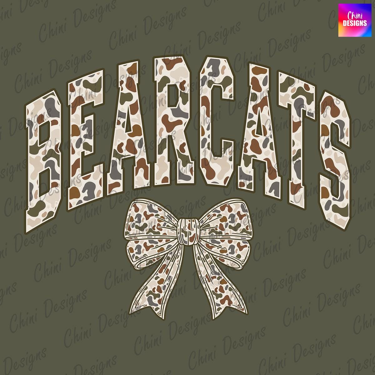 Camo Bearcats PNG, School Team Mascot Bearcats Design, Retro Camouflage ...
