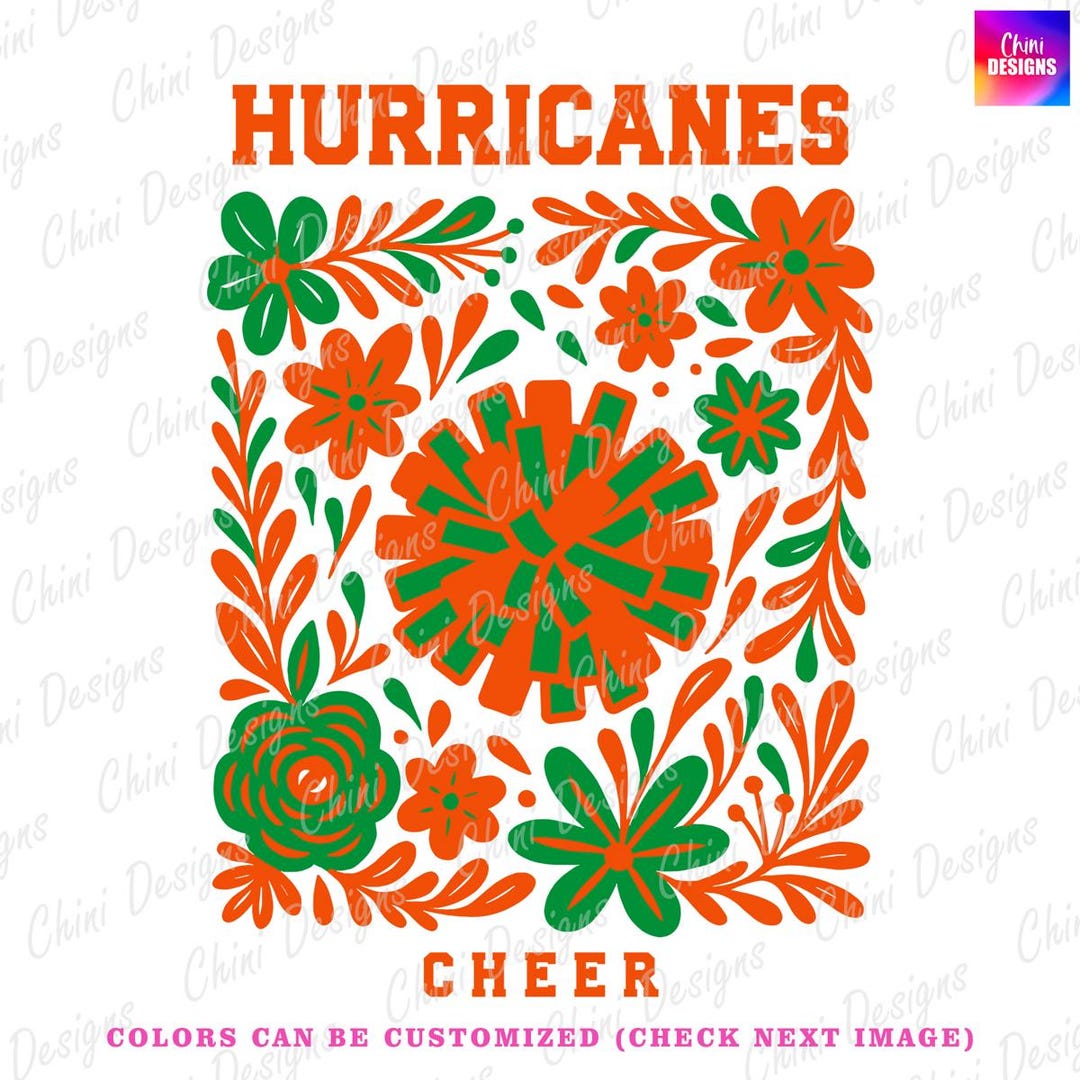Floral Hurricanes PNG, Orange Green Pompom Cheer Team Mascot ...