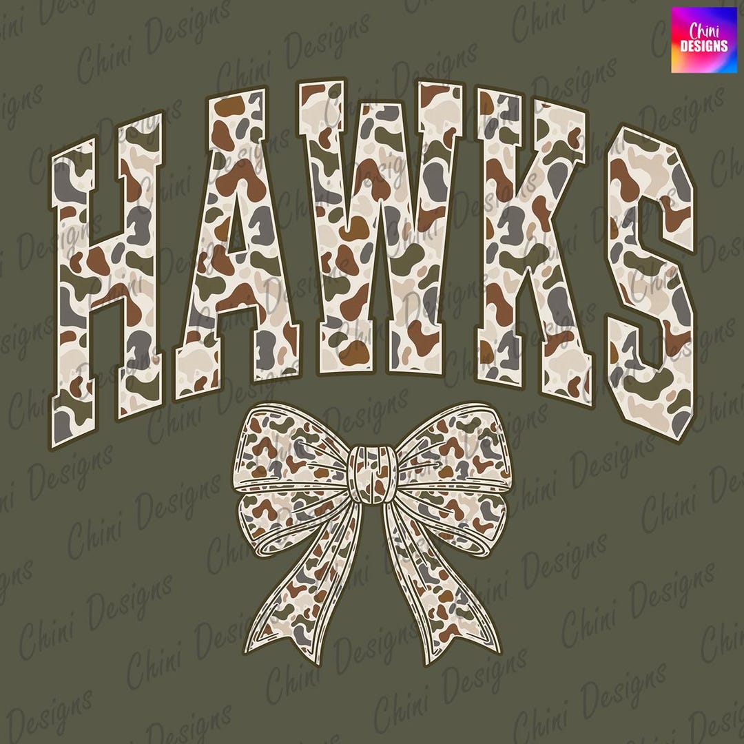 Camo Hawks PNG, School Team Mascot Hawks Design, Retro Camouflage Hawks ...