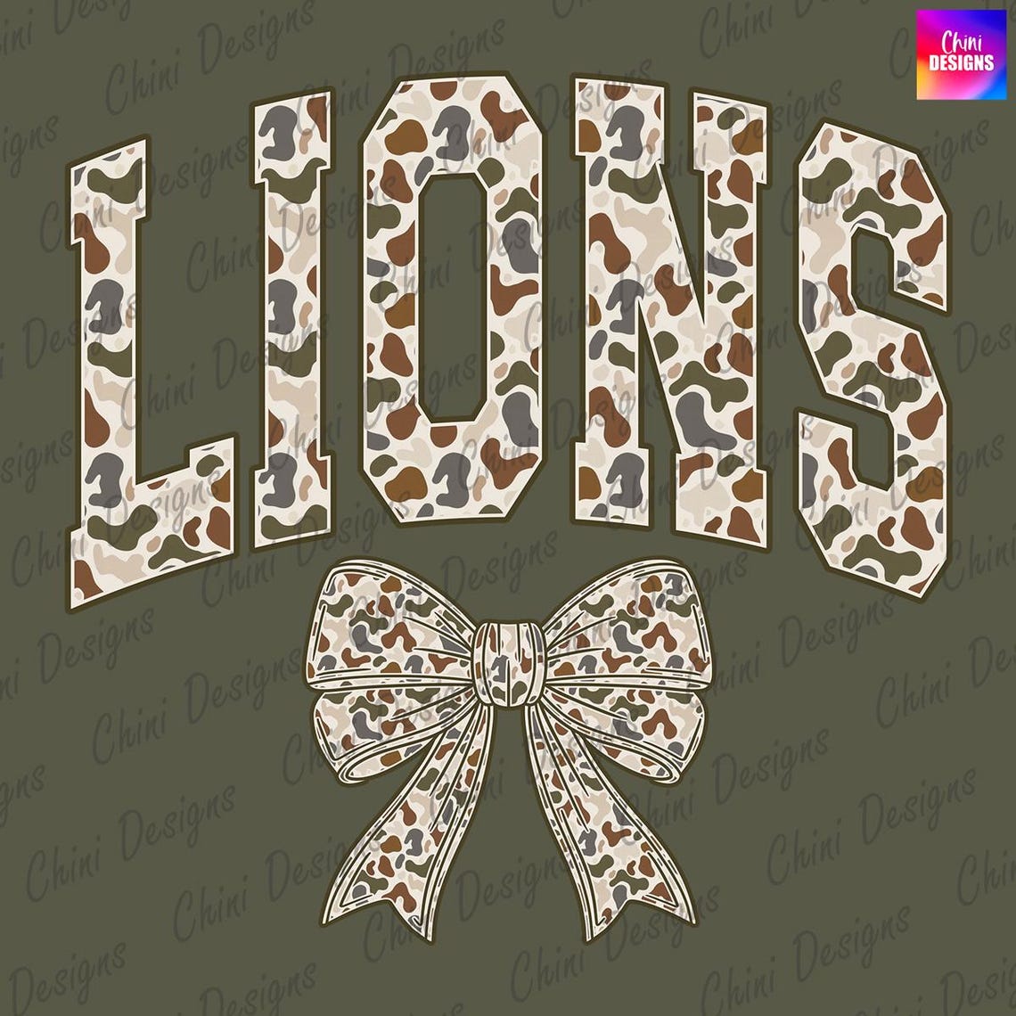 Camo Lions PNG, School Team Mascot Lions Design, Retro Camouflage Lions ...
