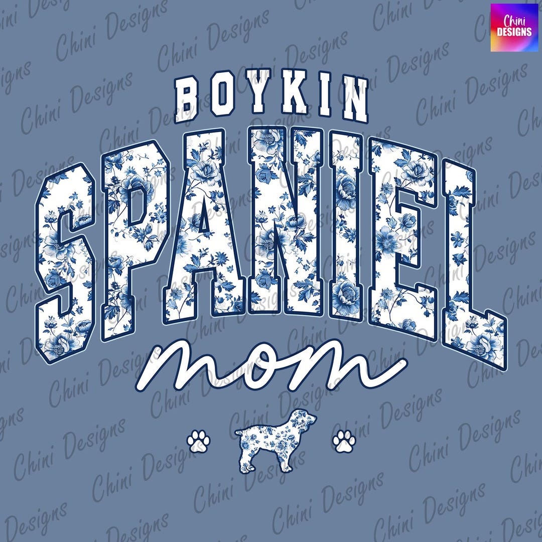 Floral Boykin Spaniel Mom PNG, Chinoiserie Boykin Spaniel Mom Design ...