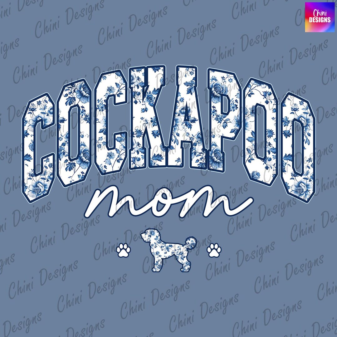 Floral Cockapoo Mom PNG, Chinoiserie Cockapoo Mom Design, Cockapoo Dog ...