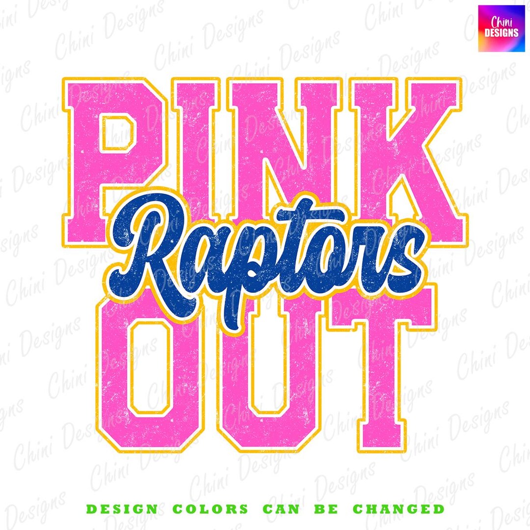 Pink Out Raptors PNG, School Team Mascot Raptors Design, Blue Yellow ...