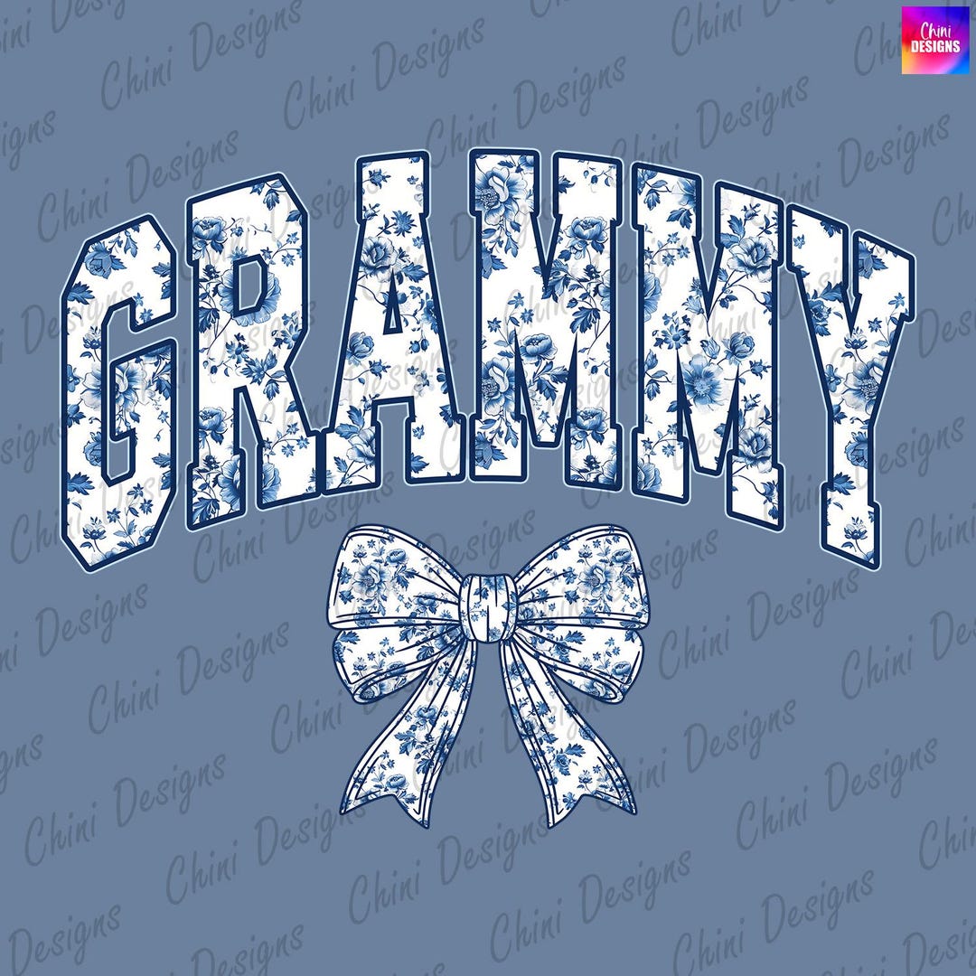 Floral Grammy PNG, Coquette Grammy PNG, Blue Bow Grammy DTF ...
