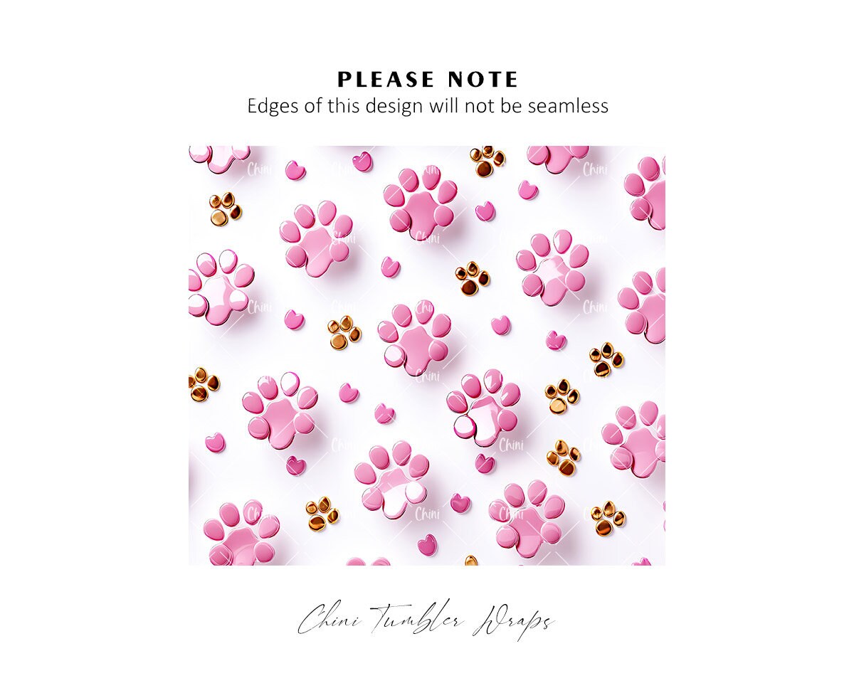 3D Paws Tumbler Wrap PNG, 20oz Skinny Tumbler Sublimation Background, 3D Dog Paws Wrap Tumblers ...