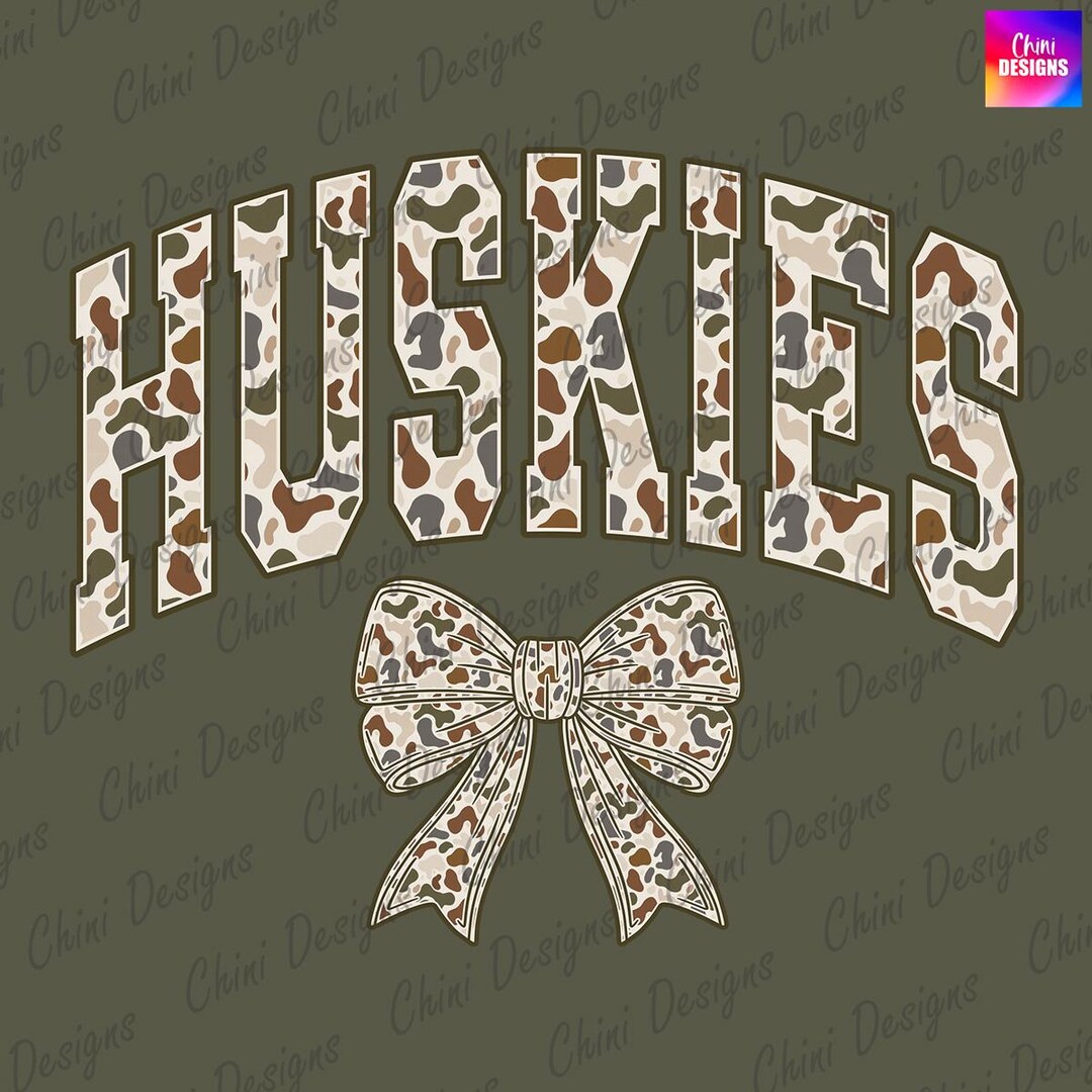 Camo Huskies PNG, School Team Mascot Huskies Design, Retro Camouflage ...