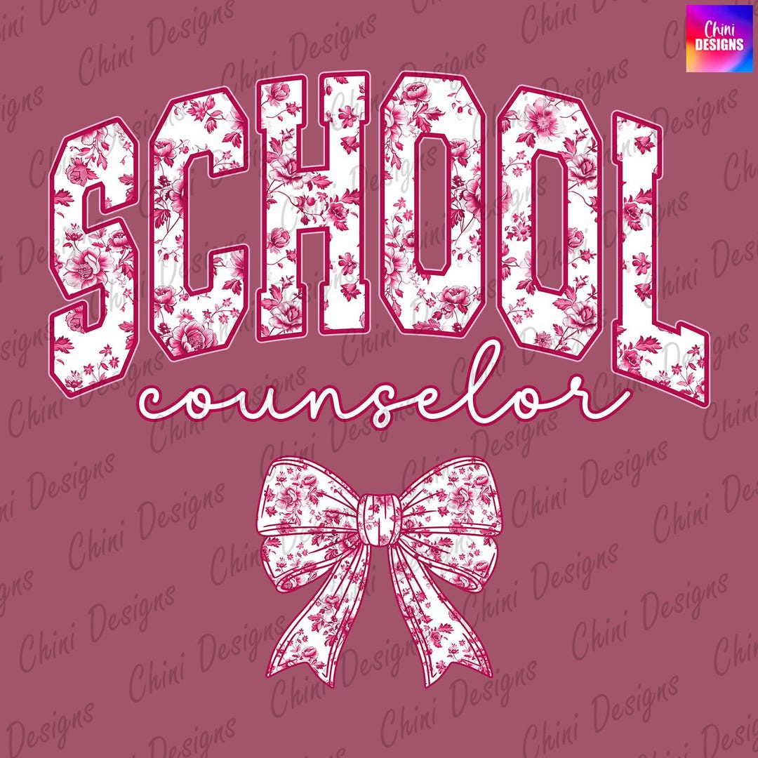 Chinoiserie School Counselor PNG, Floral School Counselor PNG, Pink ...