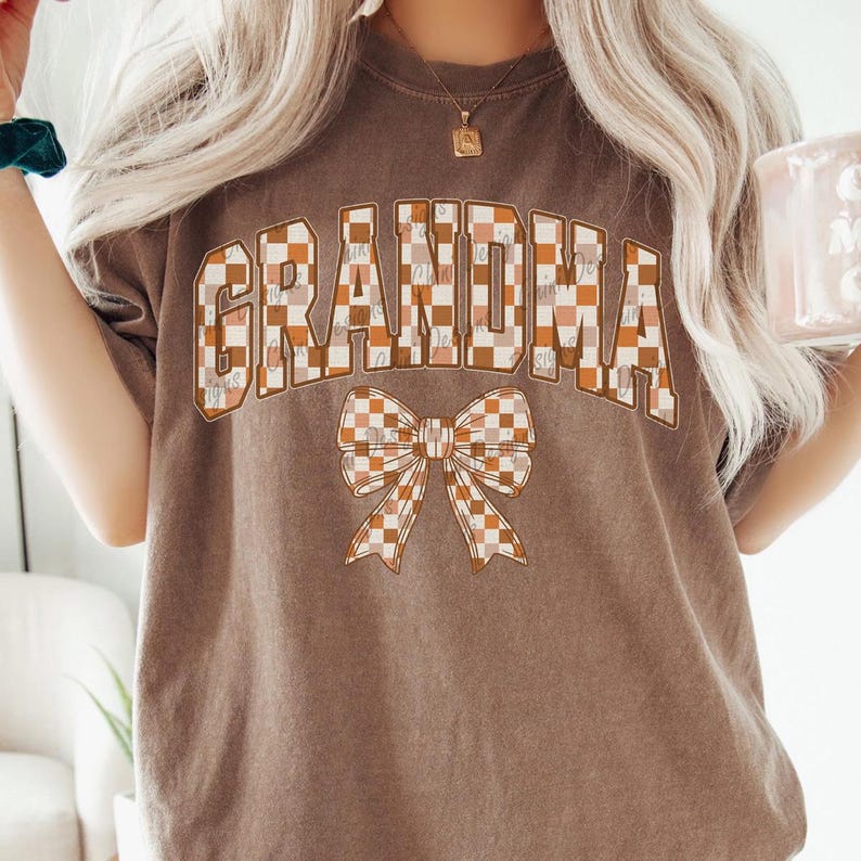 Retro Fall Grandma PNG, Autumn Checkered Grandma Design, Retro Autumn ...
