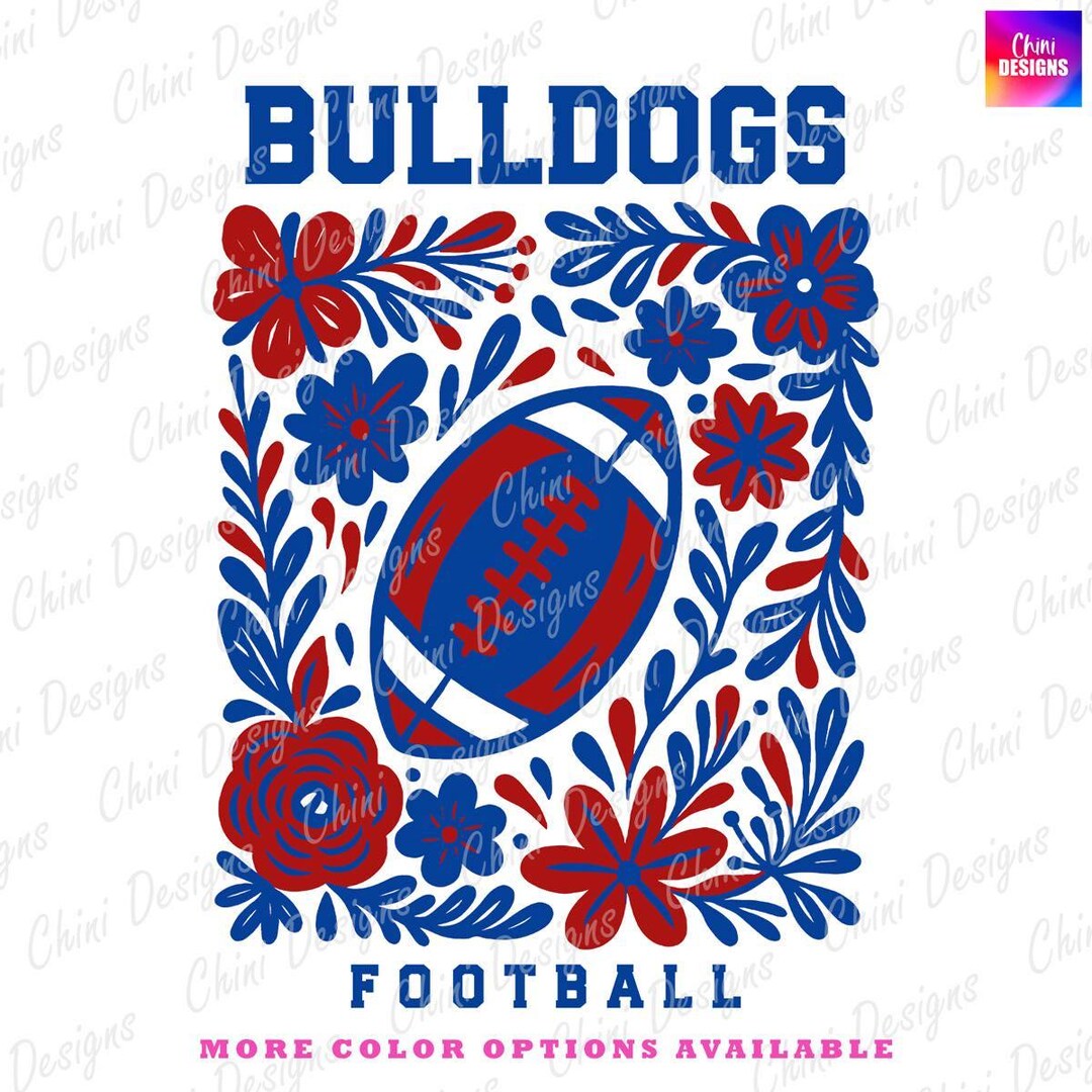 Floral Bulldogs PNG, School Team Mascot Bulldogs Design, Blue Maroon ...