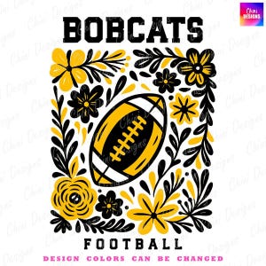 Floral Bobcats PNG, School Team Mascot Bobcats Design, Black Gold ...