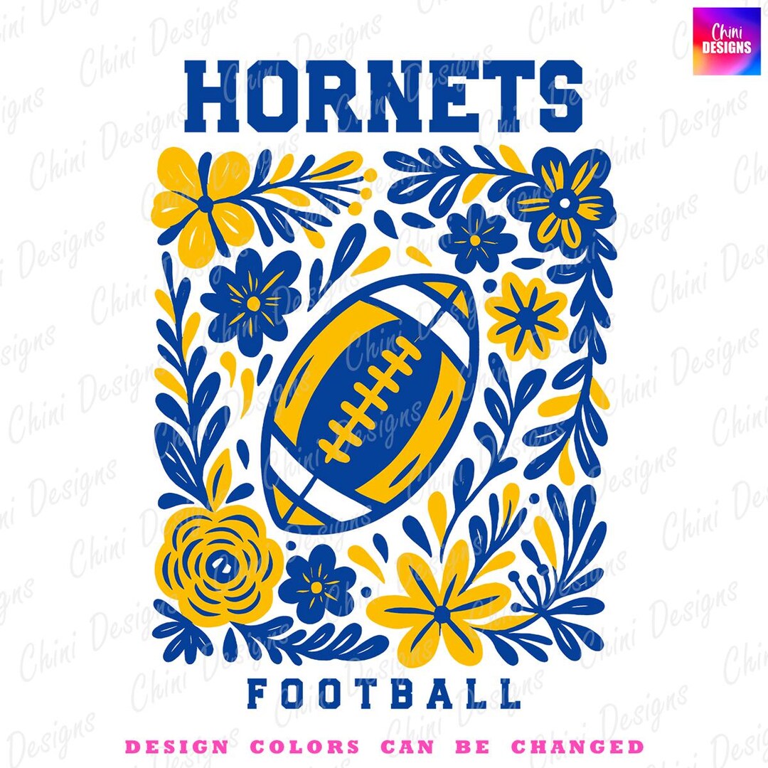 Floral Hornets PNG, School Team Mascot Hornets Design, Blue Yellow ...