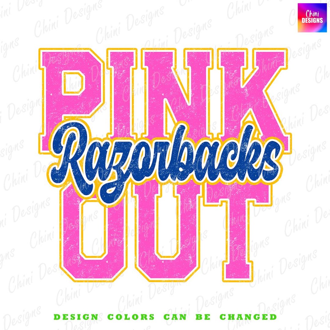 Pink Out Razorbacks PNG, School Mascot Razorbacks Design, Blue Yellow ...