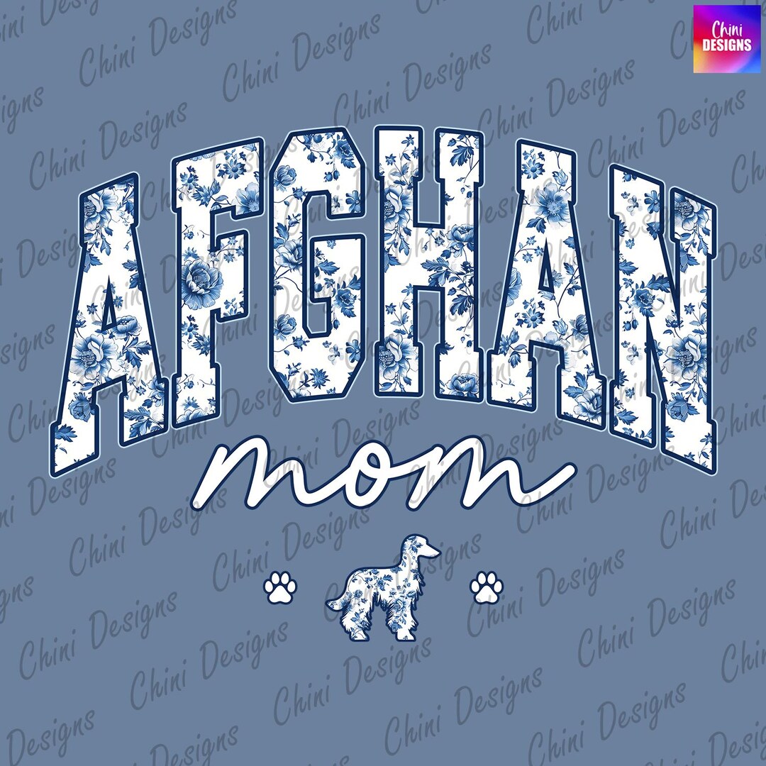 Floral Afghan Mom PNG, Chinoiserie Afghan Hound Mom Design, Afghan Dog ...