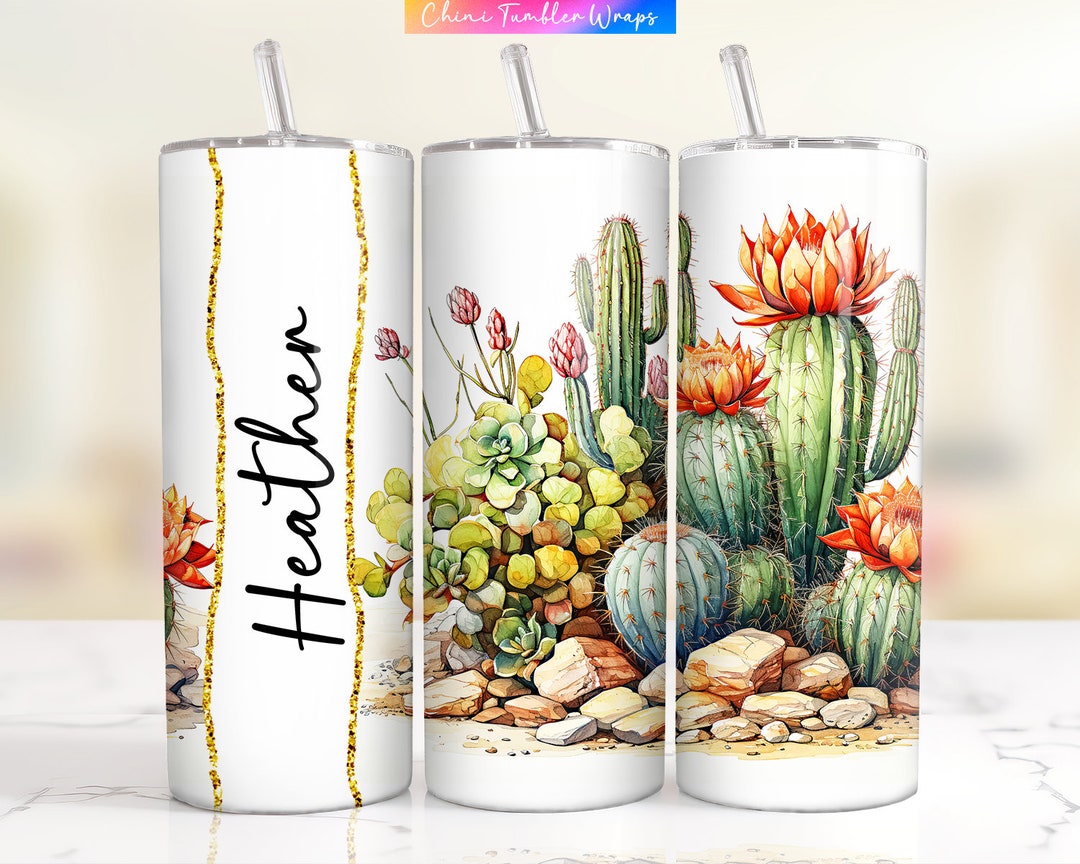 Add Your Name Tumbler Wrap, Desert Cactus Tumbler Wraps, Personalized ...