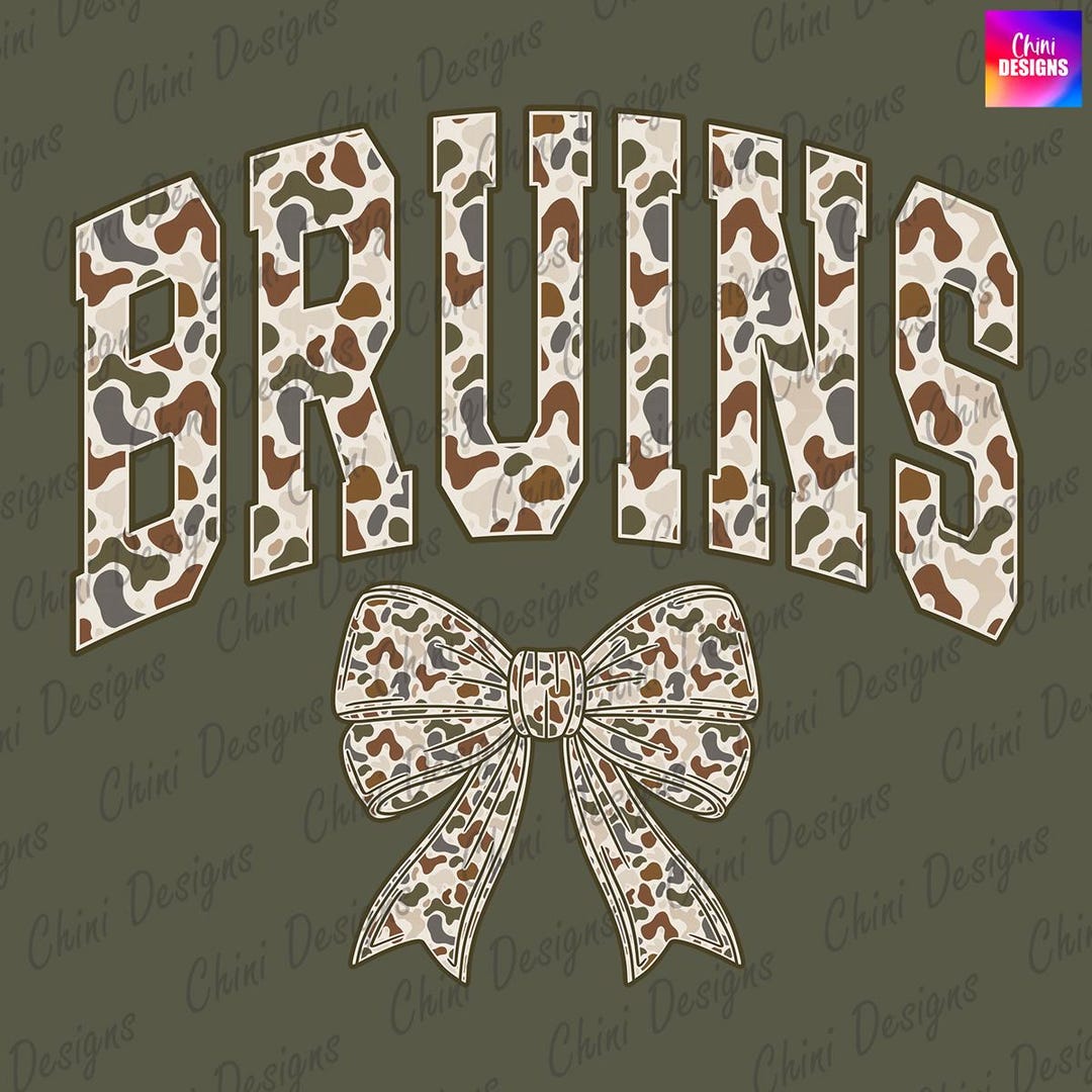 Camo Bruins PNG, School Team Mascot Bruins Design, Retro Camouflage ...