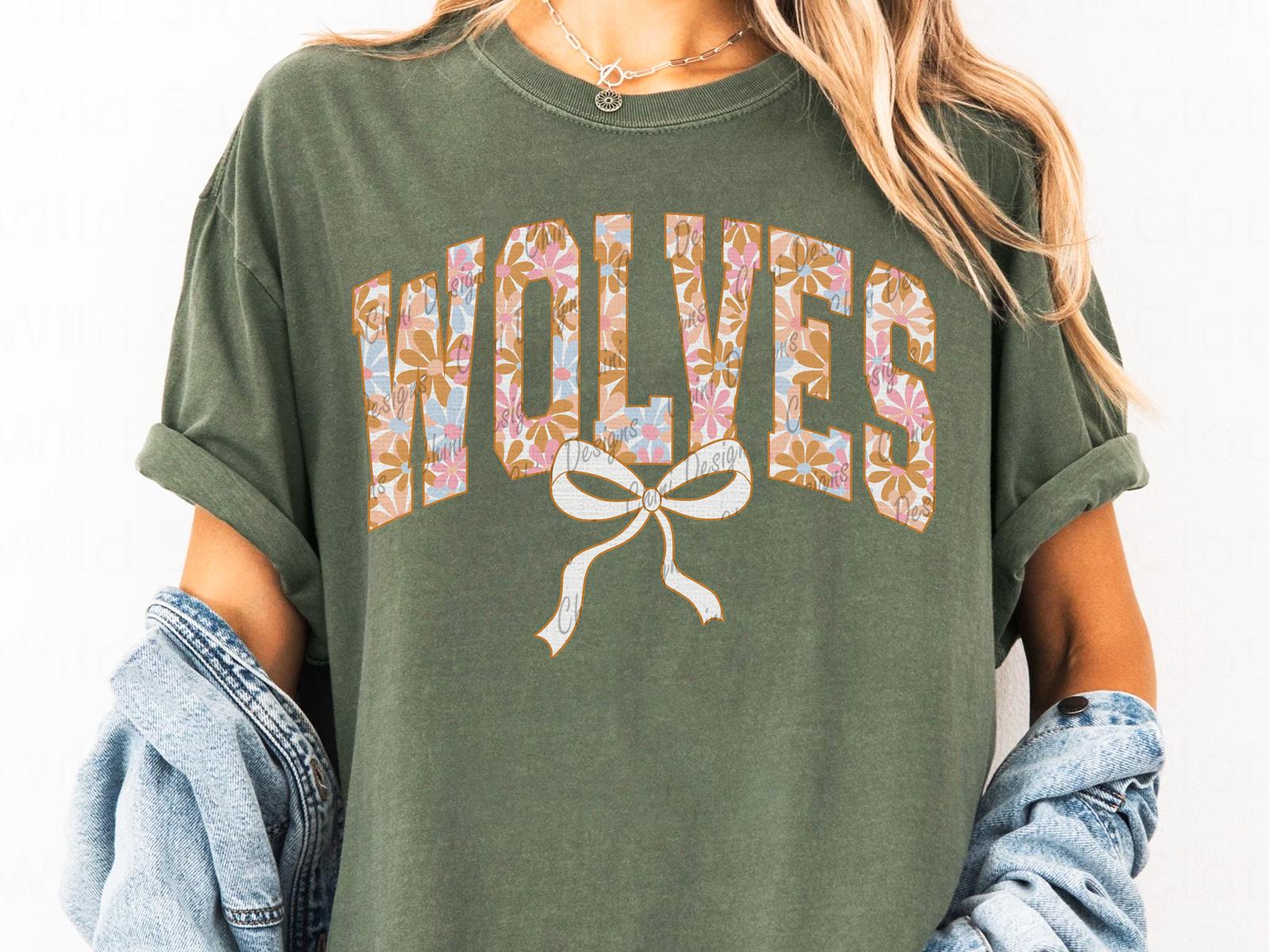 Floral Wolves PNG, School Team Mascot Wolves Design, Pastel Coquette ...