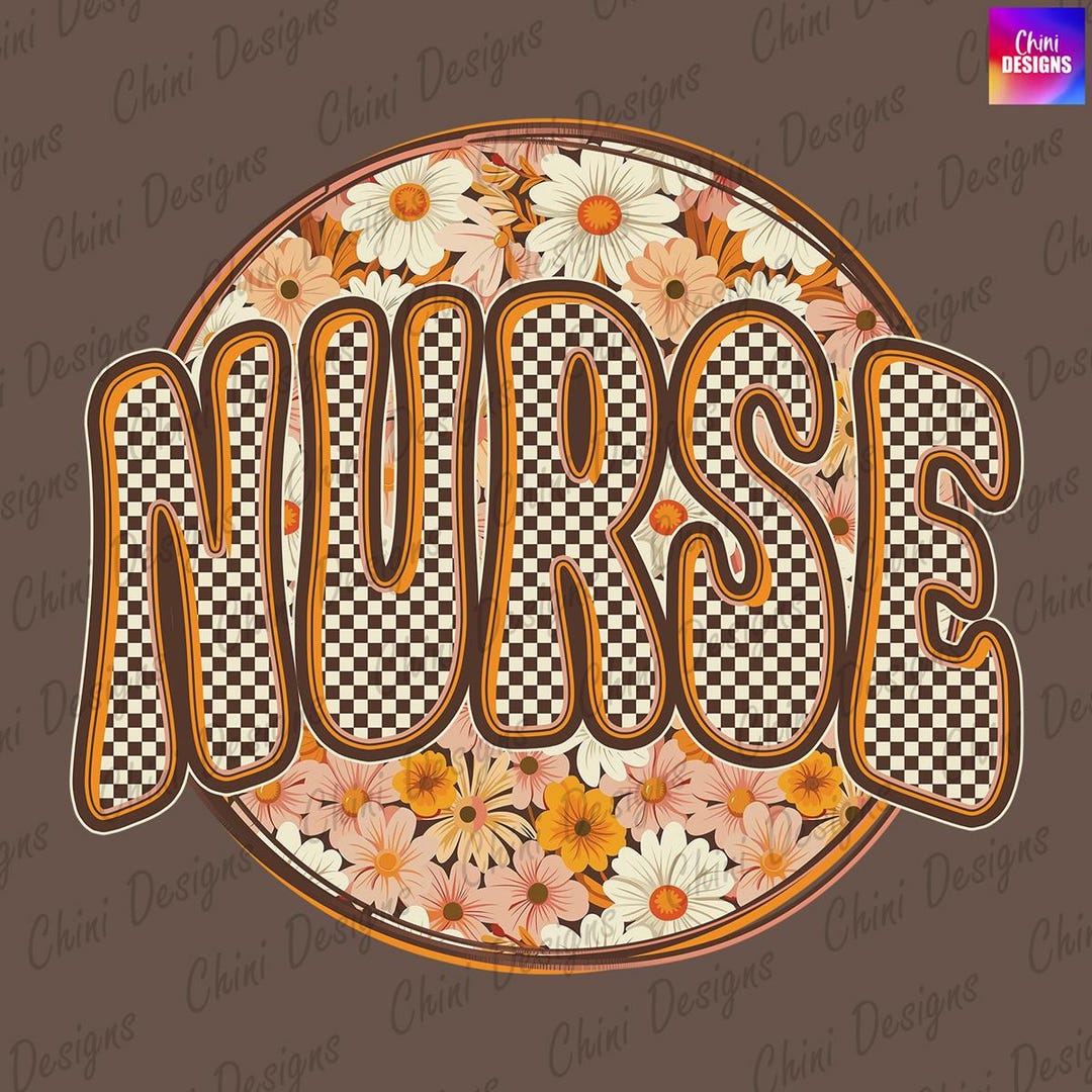 Floral Fall Nurse PNG, Autumn Nurse Design, Fall Checkered Nurse ...