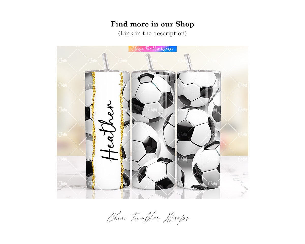 3D Soccer Ball Tumbler Wrap PNG, 20oz Skinny Tumbler Sublimation ...