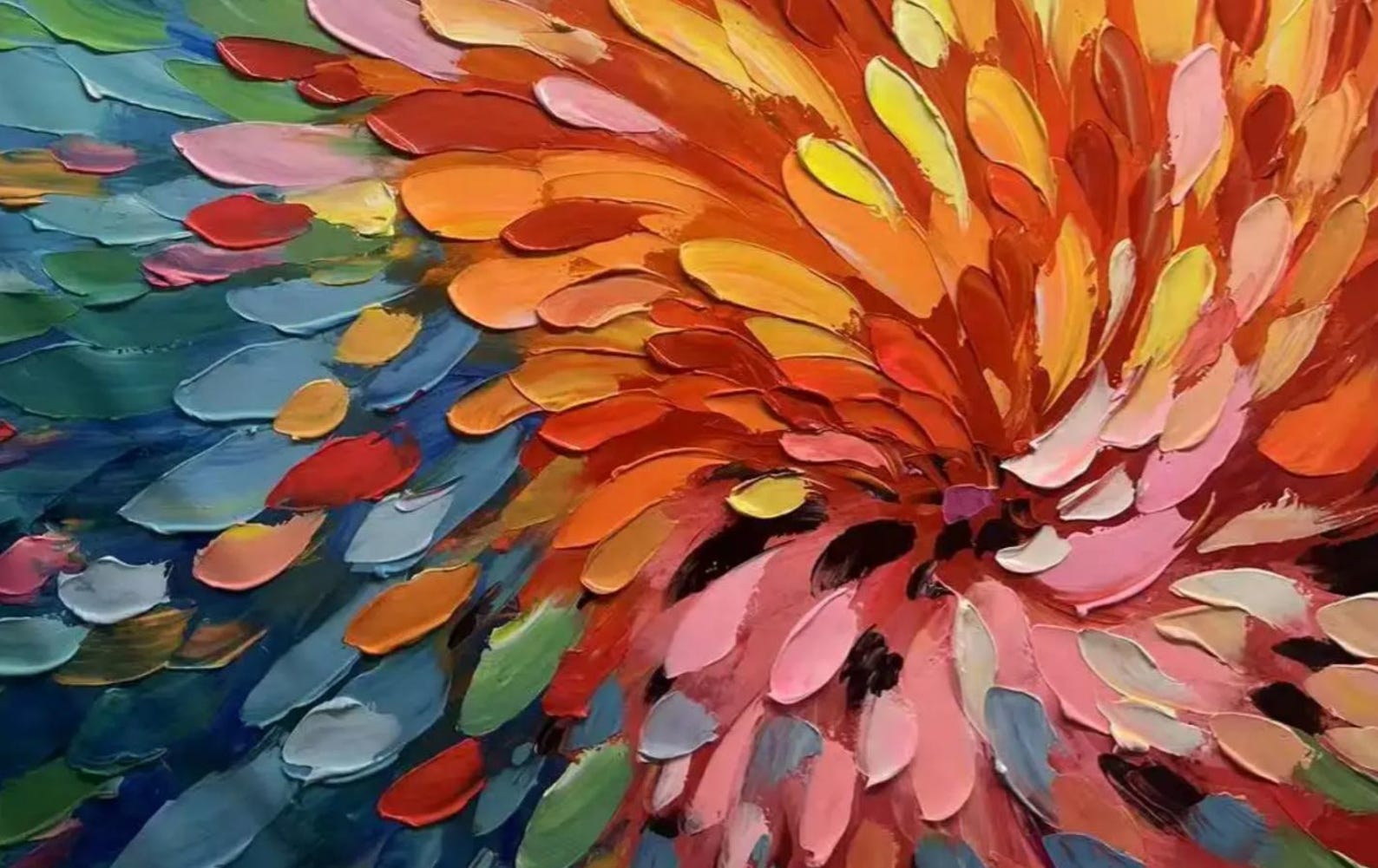 Textured Feather Oil Canvas: Abstract Leaves Wall Art, Unique Living ...