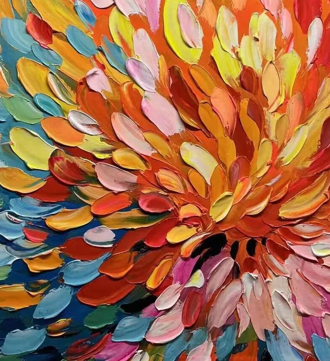 Textured Feather Oil Canvas: Abstract Leaves Wall Art, Unique Living ...