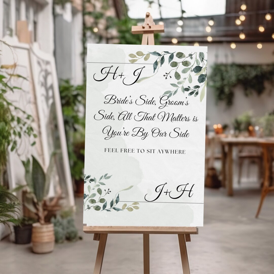 Open Wedding Seating Sign, Ceremony & Reception Sign, Modern Minimalist ...