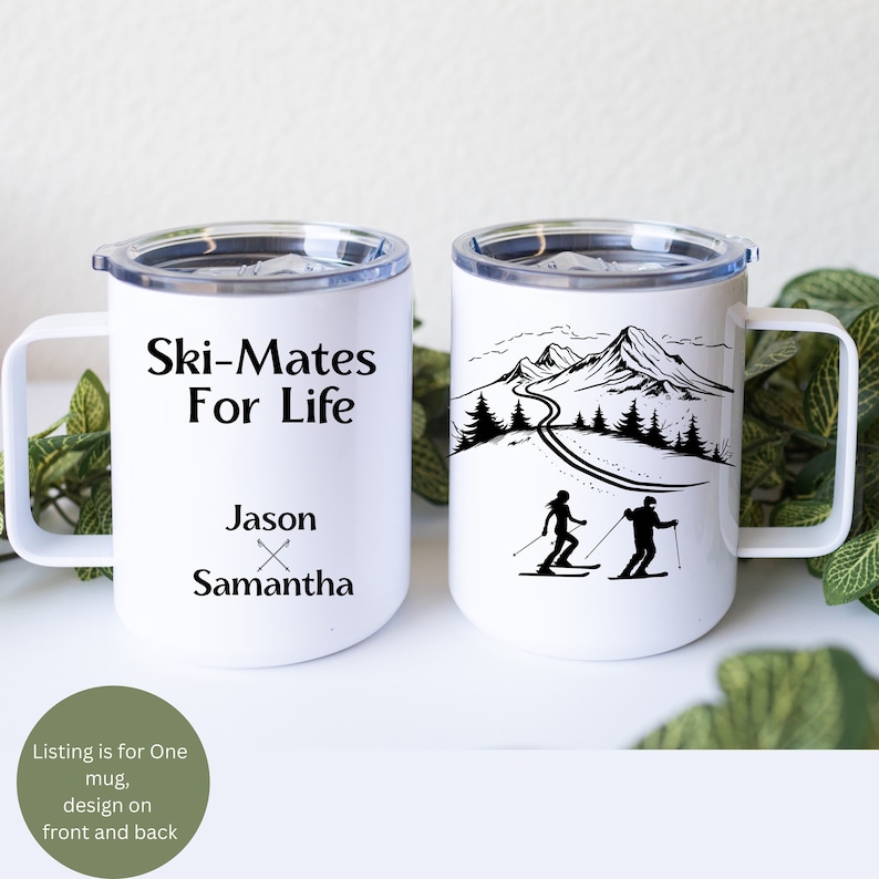 Personalized Ski Mug, Customized Couples Skiing Gift, Winter Skier ...