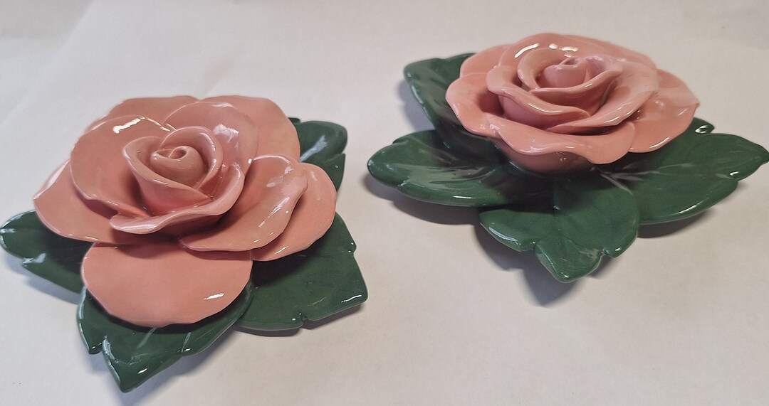 PAIR of Ceramic Roses (pre Order) Perfect for Adorning Graves, Memorial ...