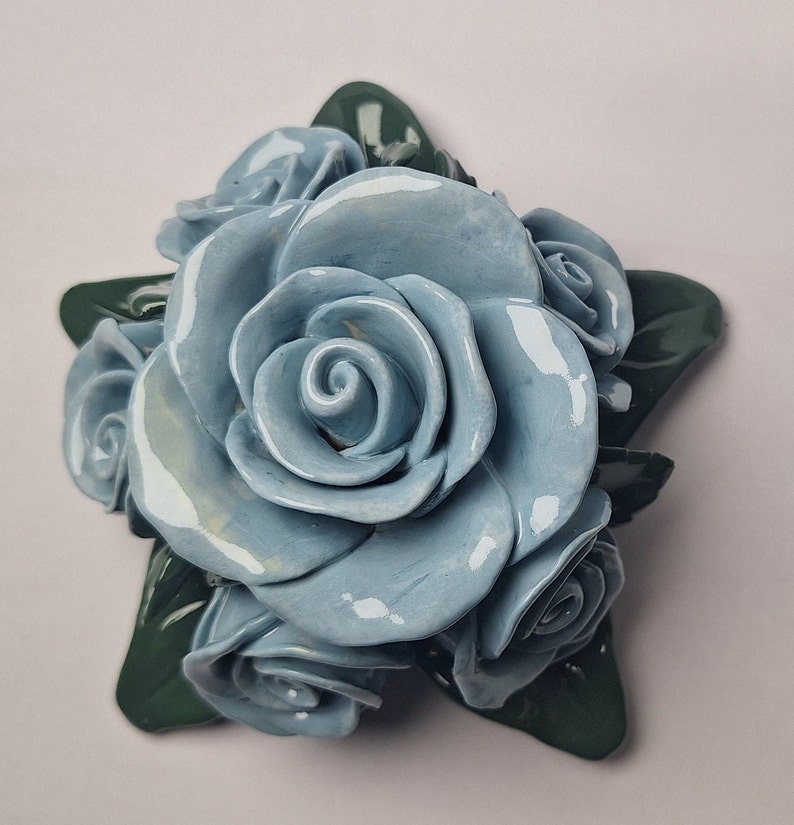 Baby Blue Ceramic Rose Bouquet Memorial Flower Tribute | Perfect for ...