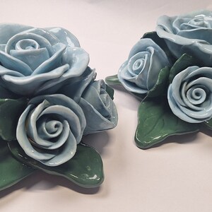 Baby Blue Ceramic Rose Bouquet Memorial Flower Tribute | Perfect for ...