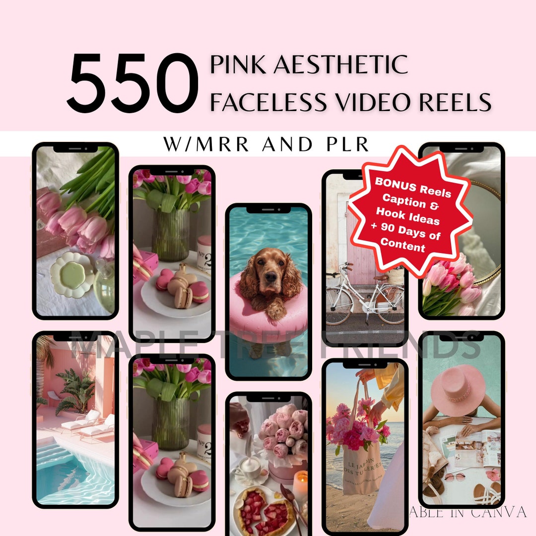 550 Pink Aesthetic Faceless Reel Story Videos Images Master Resell ...