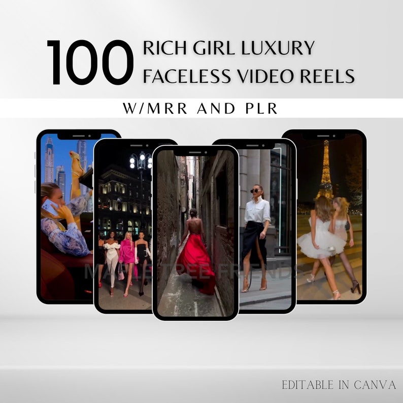 100 Rich Girl Luxury Faceless Reel Story Videos Master Resell Rights (MRR) and Private Label ...