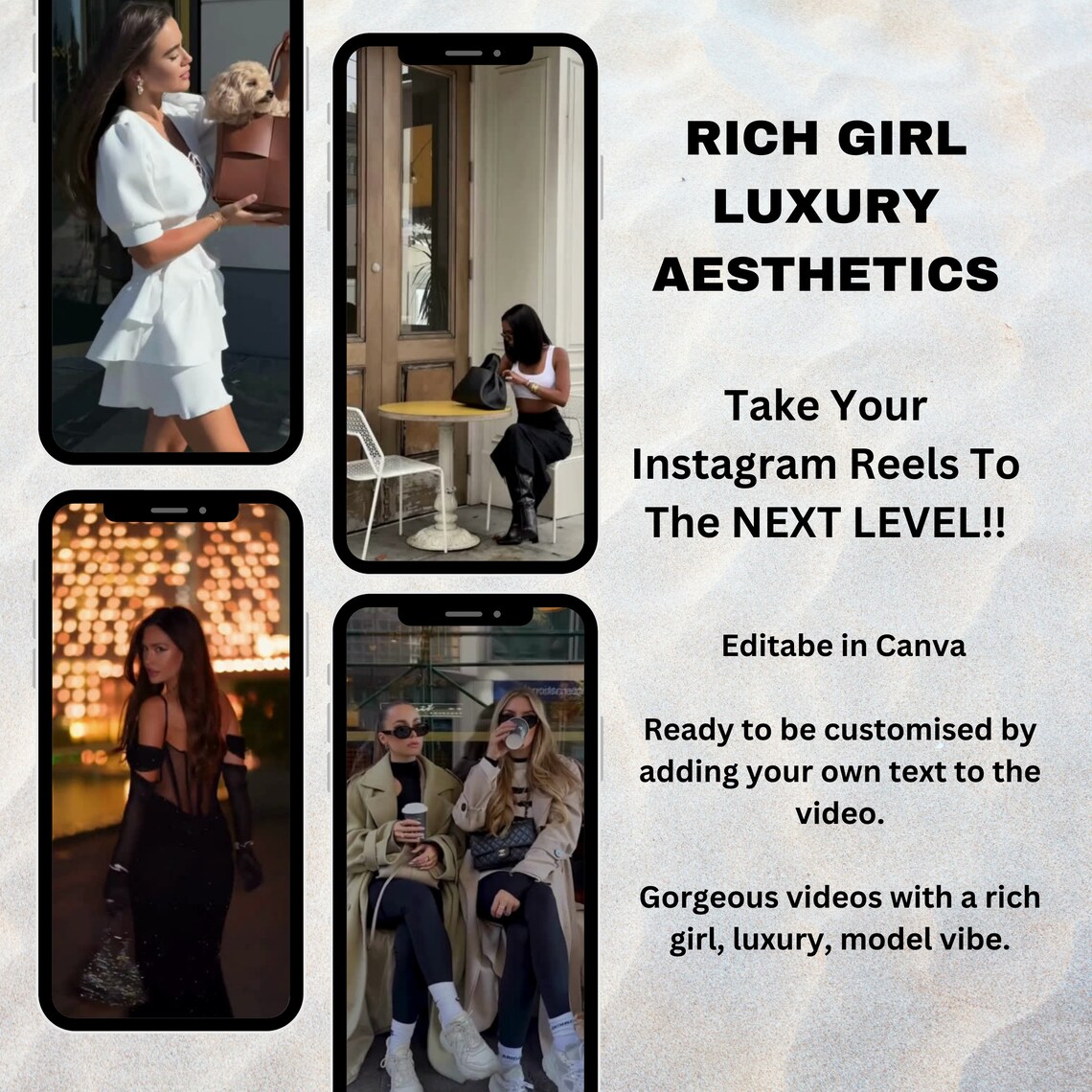 100 Rich Girl Luxury Faceless Reel Story Videos Master Resell Rights ...