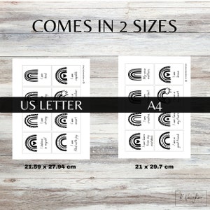 Affirmation Cards Kids Printable Black and White Rainbow - Etsy