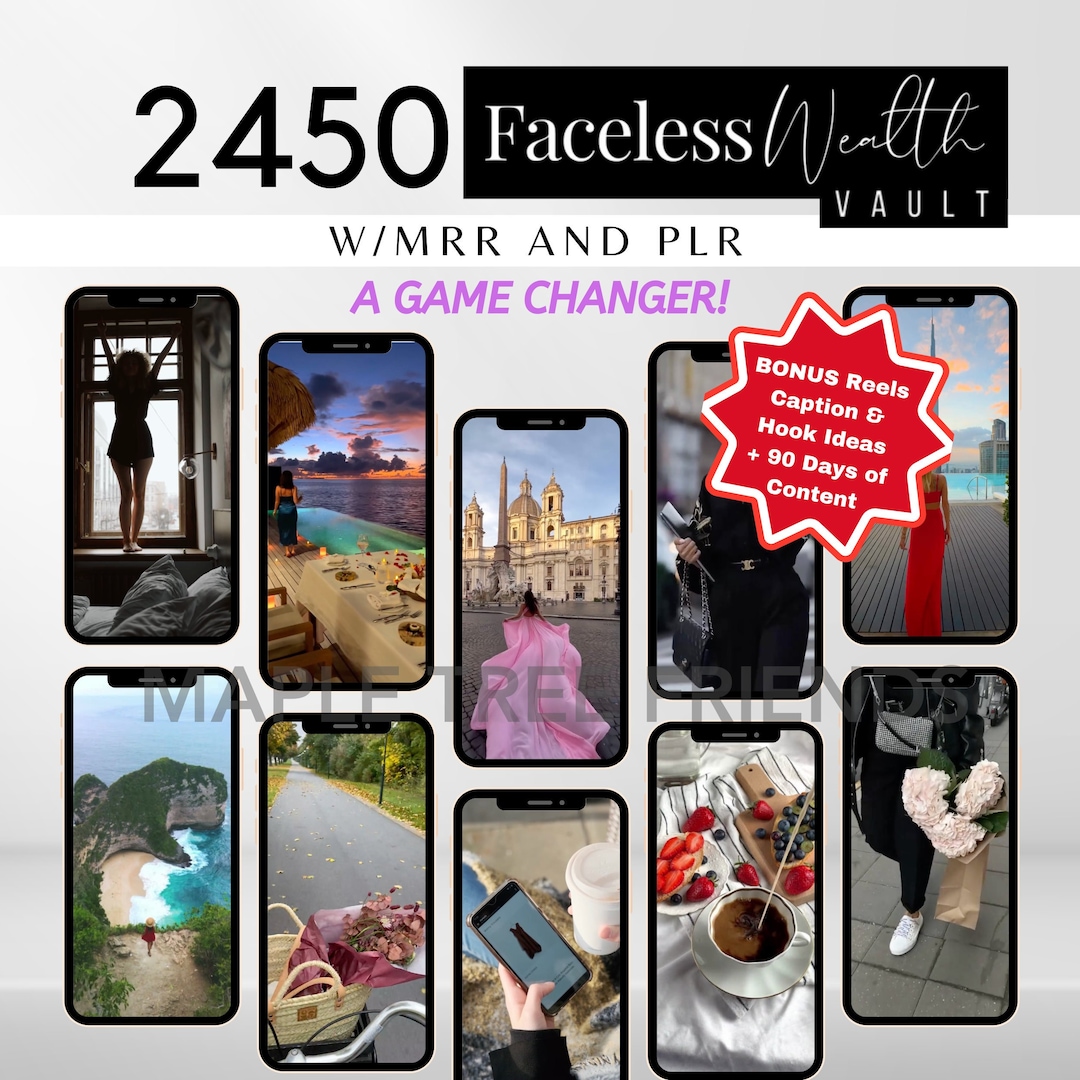 Faceless Wealth Vault- 2450 Reel Videos Done for You Master Resell Rights (MRR) and Private ...