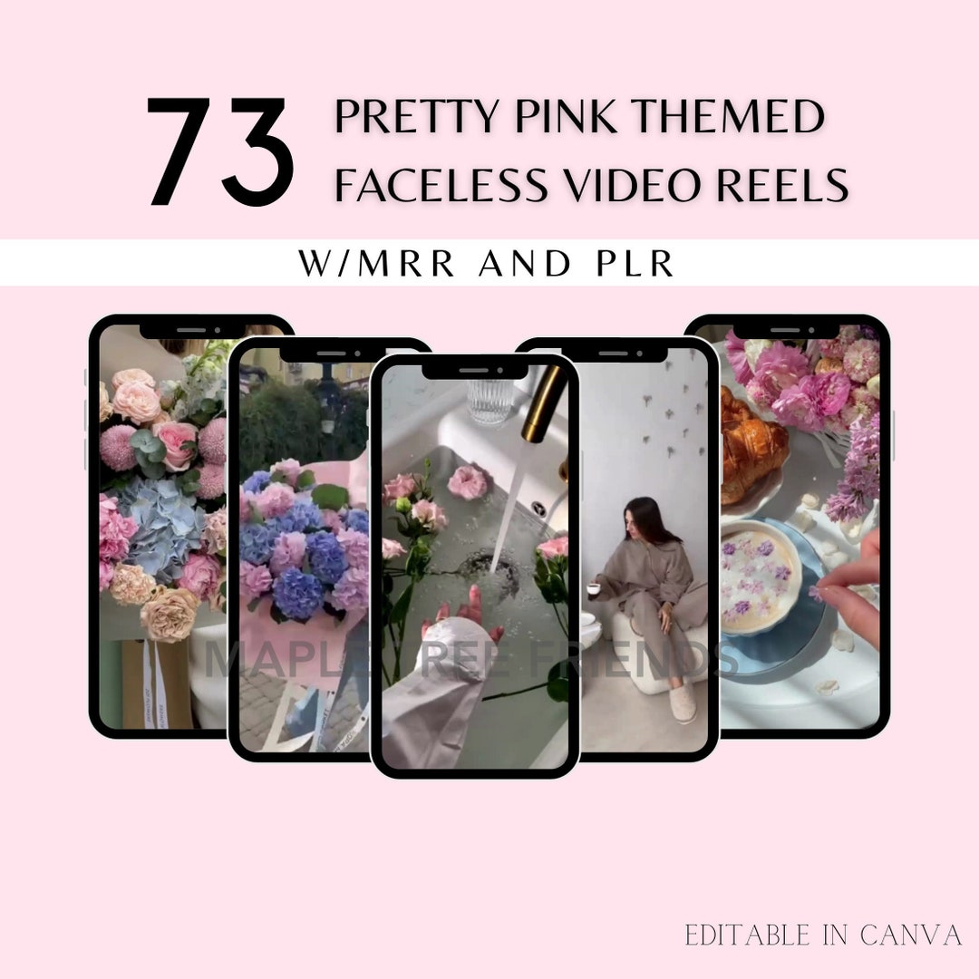 73 Pretty Pink Faceless Reel Story Videos Master Resell Rights (MRR ...