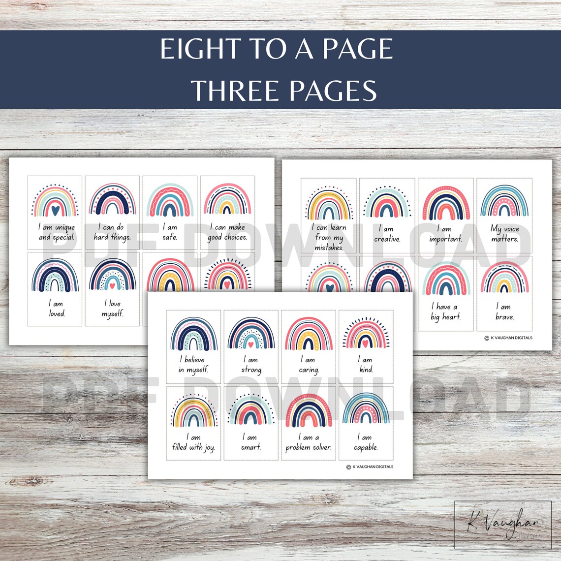 Affirmation Cards Kids Printable Rainbow - Etsy