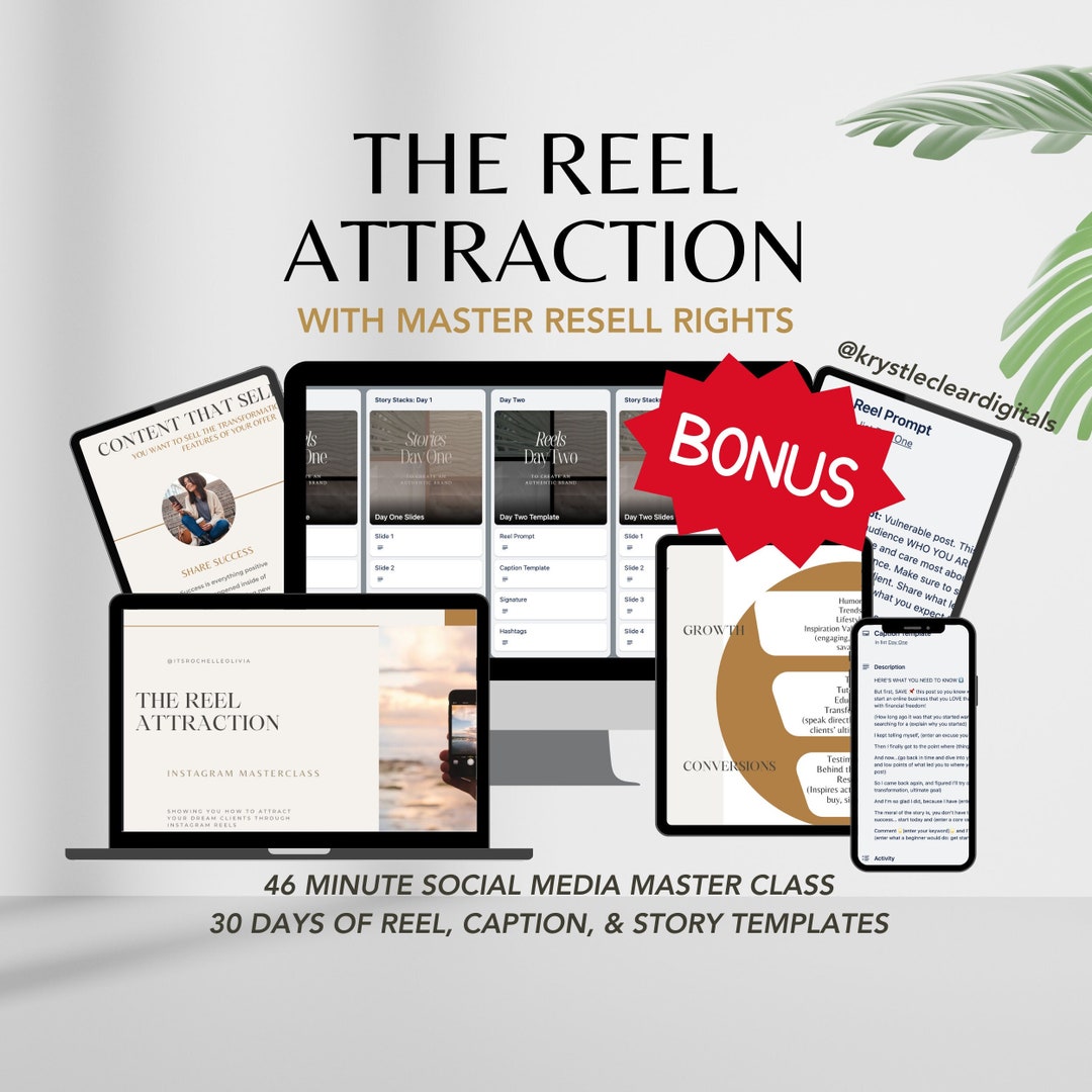The Reel Attraction Masterclass Social Media Growth With Master Resell Rights MRR - Etsy