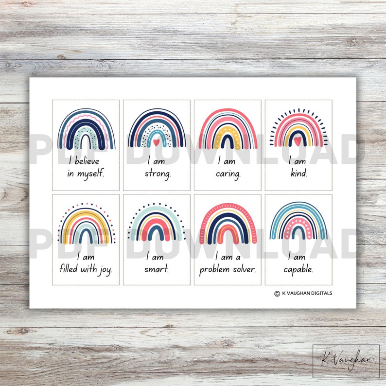 Affirmation Cards Kids Printable Rainbow - Etsy