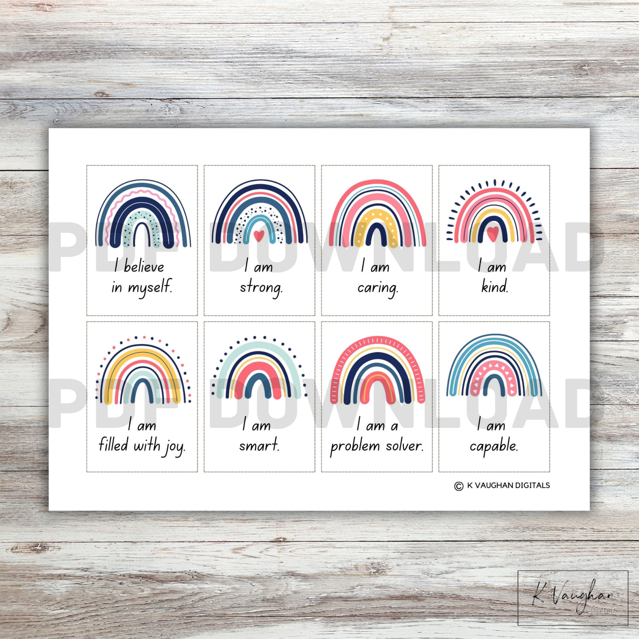 Affirmation Cards Kids Printable Rainbow - Etsy