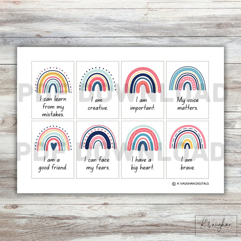 Affirmation Cards Kids Printable Rainbow - Etsy