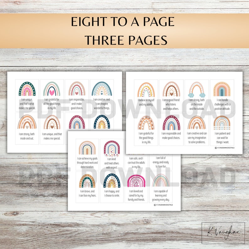 Affirmation Cards Teen Printable Boho Rainbow - Etsy