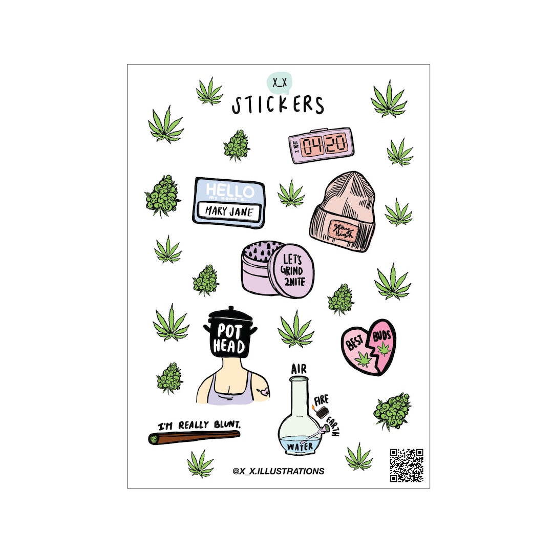 420 Sticker Sheets Cannabis Sticker 420 Designs Weed Humor Mary Jane ...