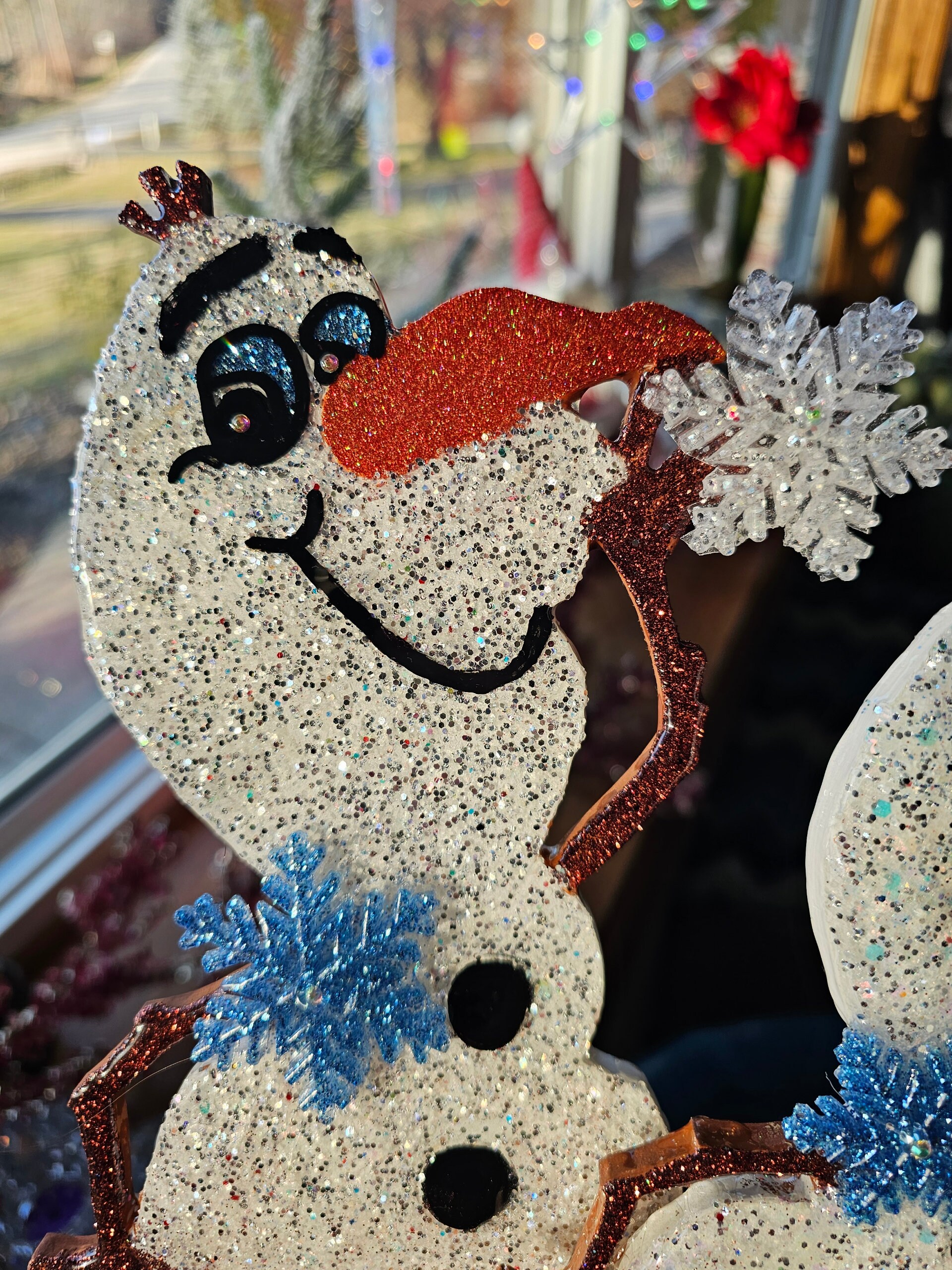 Glittery Olaf Wall Art With Epoxy Resin Finish and Snowflakes and ...