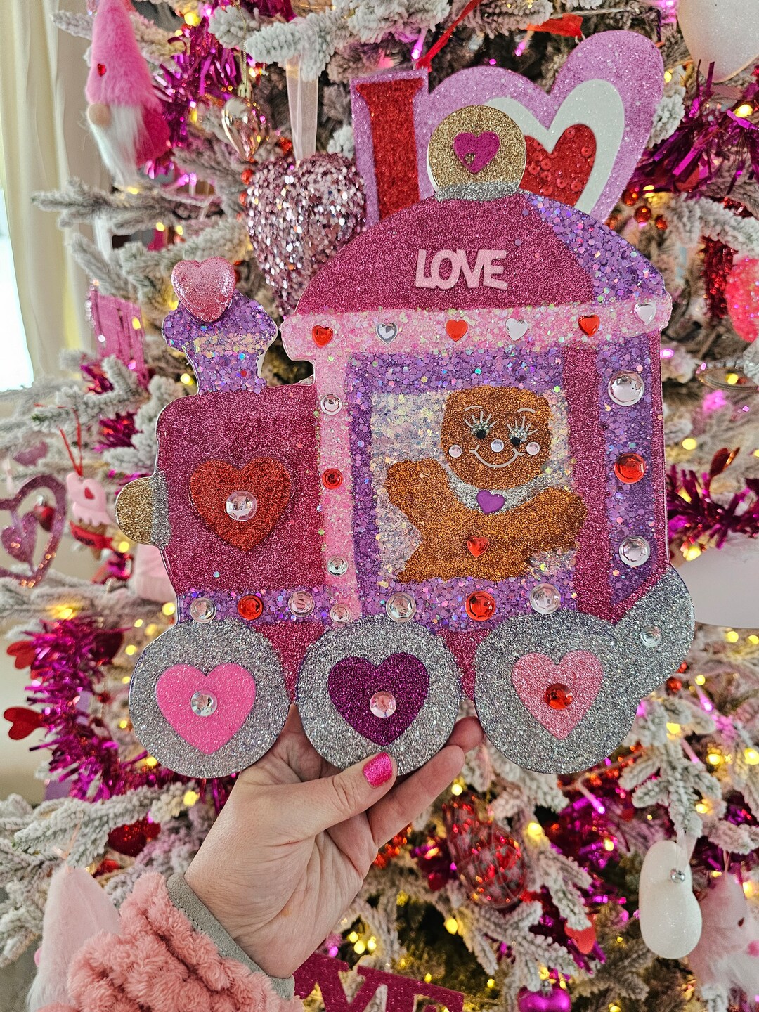 Gingerbread Valentines Day Train With Glitter, Gems, and Epoxy Resin ...